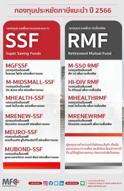 MFC คัด 10 กองทุนเด่น "SSF - RMF" ลดหย่อนภาษี สร้างพอร์ตเติบโตระยะยาว